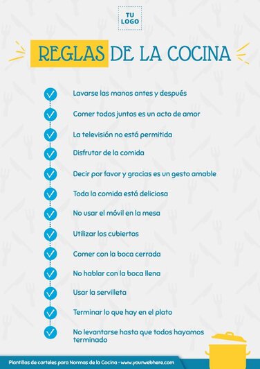 Crea carteles de Normas de la Cocina