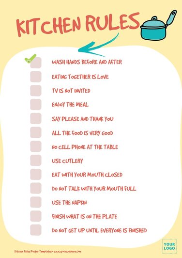 Kitchen Rules Sign Templates to Customize