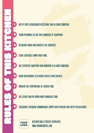 Kitchen Rules Sign Templates to Customize