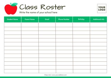 Free Editable Class List Templates