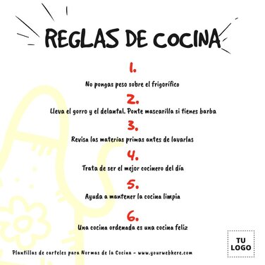 Crea carteles de Normas de la Cocina