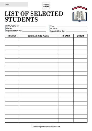 Free Editable Class List Templates