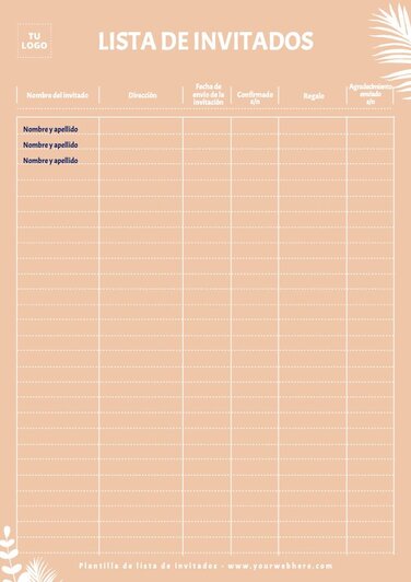 Crea una Lista de Invitados online gratis