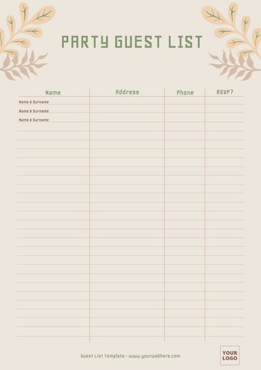 Free Guest List Templates to Customize