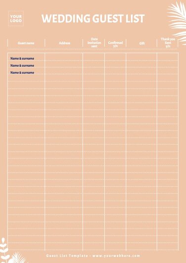 Free Guest List Templates to Customize