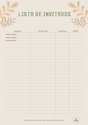 Crea una Lista de Invitados online gratis