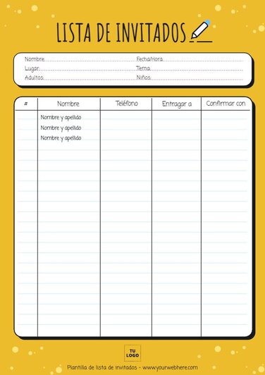 Crea una Lista de Invitados online gratis
