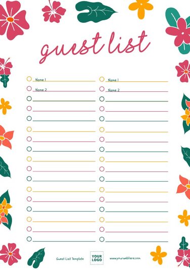 Free Guest List Templates to Customize