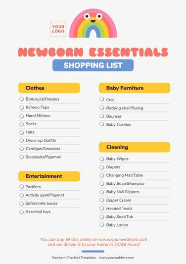 Printable Newborn Checklist Templates