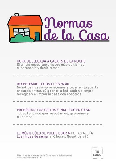 Carteles con Normas de Casa para Adolescentes