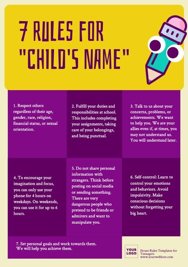 Create Posters with Rules for Teenagers at Home