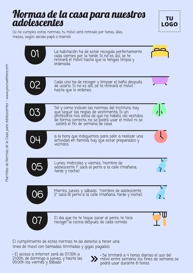 Carteles con Normas de Casa para Adolescentes