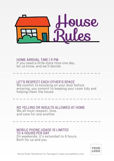 Create Posters with Rules for Teenagers at Home
