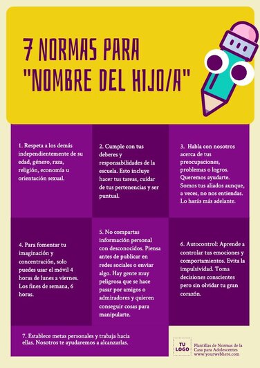 Carteles con Normas de Casa para Adolescentes
