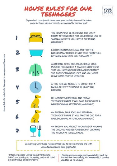 Create Posters with Rules for Teenagers at Home