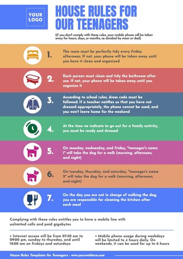 Create Posters with Rules for Teenagers at Home