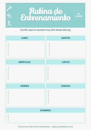 Plantillas de Calendario de Entrenamiento para imprimir