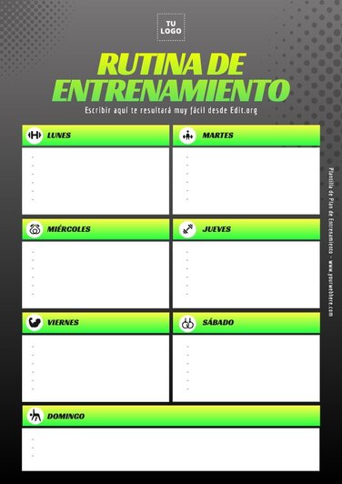 Plantillas de Calendario de Entrenamiento para imprimir