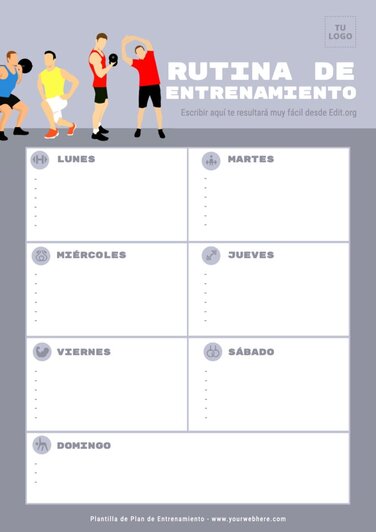 Plantillas de Calendario de Entrenamiento para imprimir