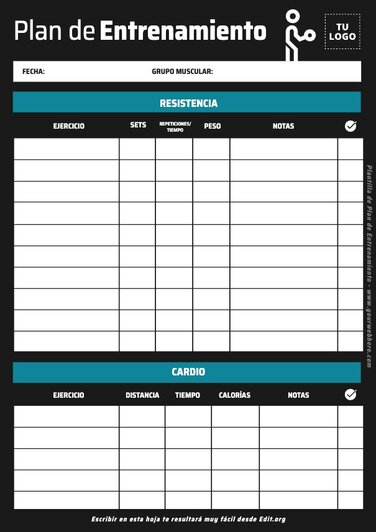 Plantillas de Calendario de Entrenamiento para imprimir