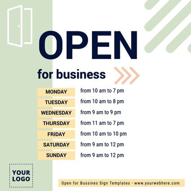 Opening hours templates online