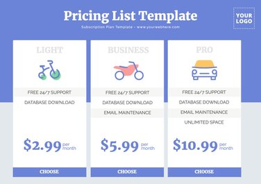 Free Pricing Table Templates to Download
