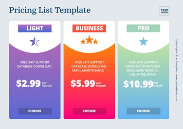 Free Pricing Table Templates to Download