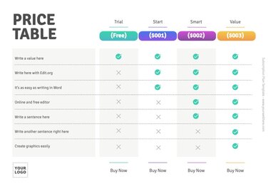 Free Pricing Table Templates to Download