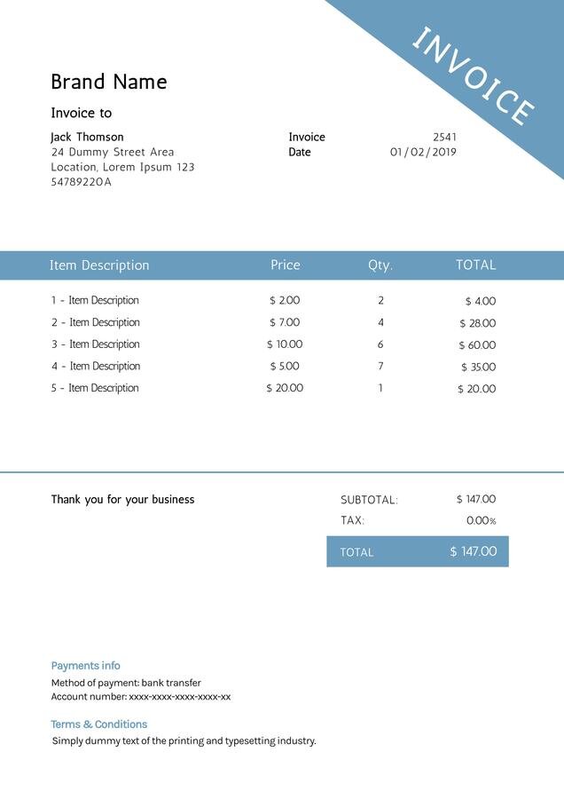 Free Invoice Templates to Edit Online