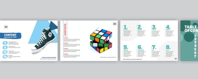 Table of Contents Design Templates