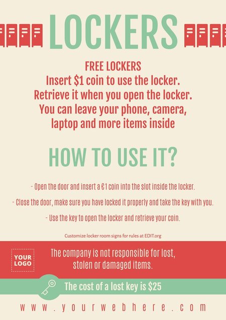 Printable locker room sign templates