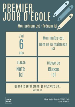Modèles de premier jour d'école imprimables et modifiables