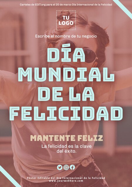 Carteles del Día Mundial de la Felicidad editables