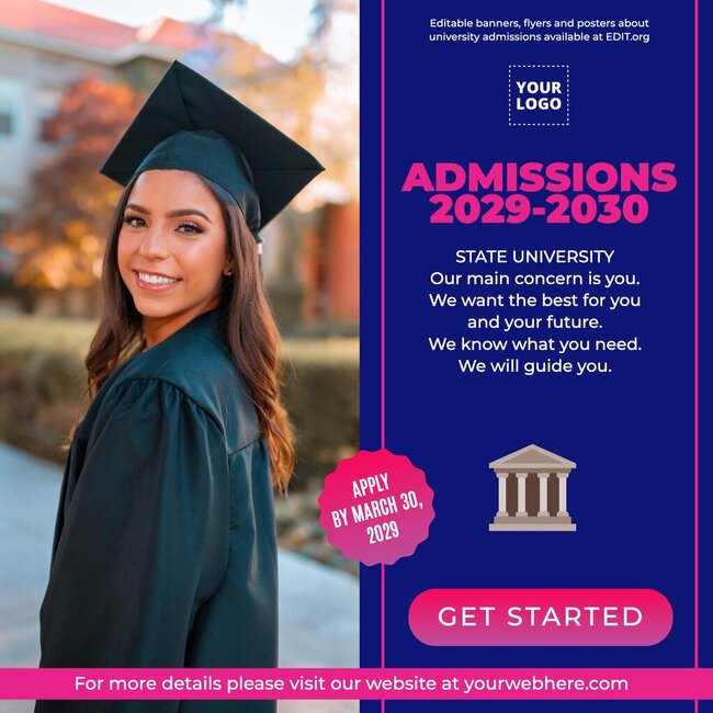 Customize a great promotional university banner for free