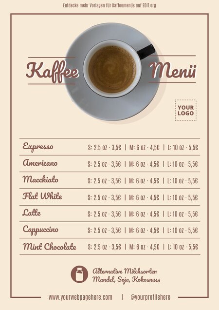 Kostenlose Vorlagen für Kaffeekarten zum Ausdrucken