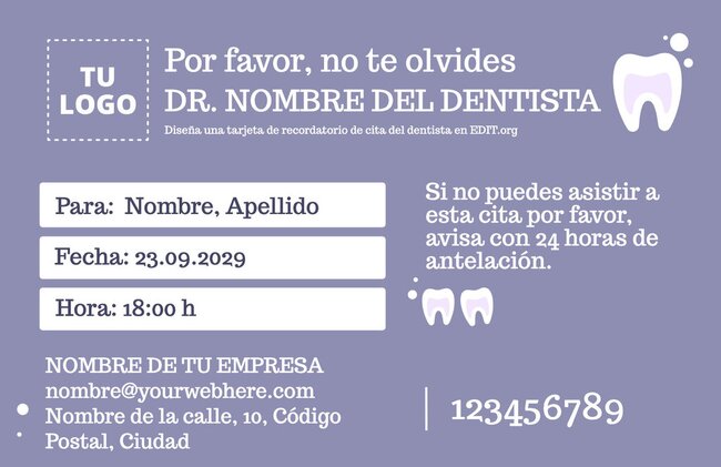 Edita una Tarjeta de Recordatorio de Cita