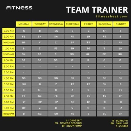 Gym activities schedule online templates