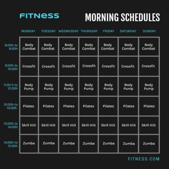 Gym activities schedule online templates
