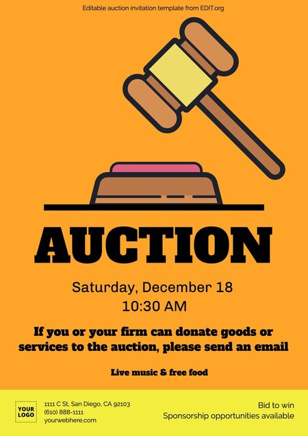 Free templates to create auction posters and ads
