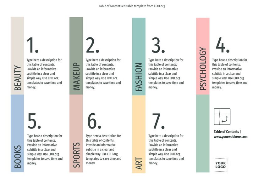 Table Of Contents Template For Portfolio Table Of Contents Template For Portfolio