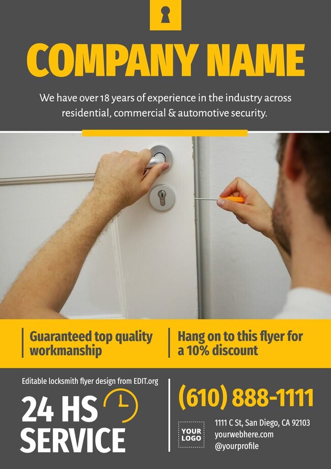 Templates for Locksmith business cards, ads, and coupons