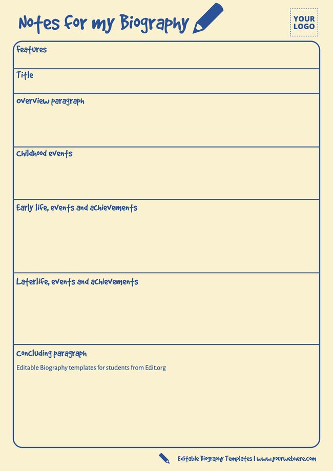 Free Editable Biography Templates