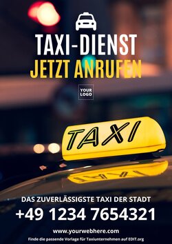 Editierbare Visitenkarten und Banner für Taxidienste
