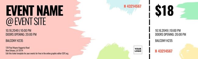 Free ticket templates to edit online