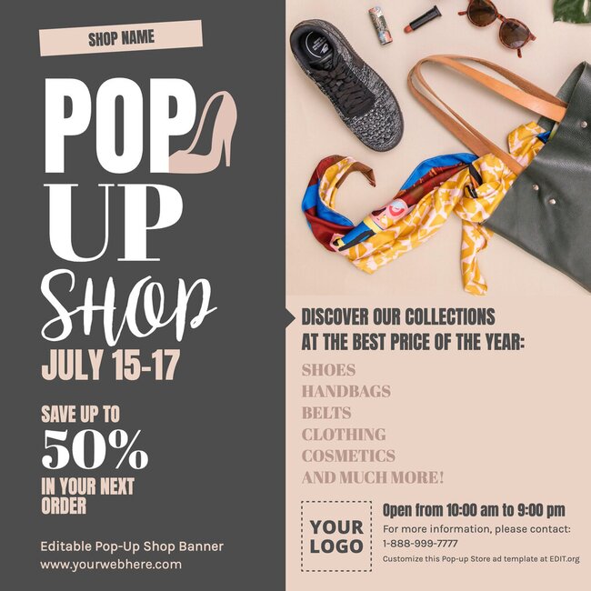 Create Free Pop-up Shop Flyer Templates Online