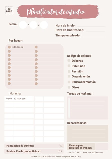 Diseña un planner de estudio gratis