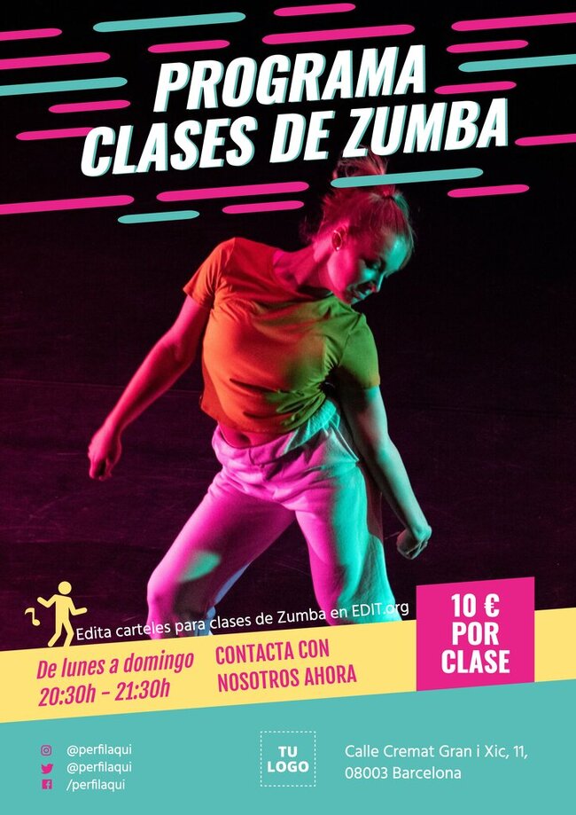 Carteles para clases de Zumba editables gratis