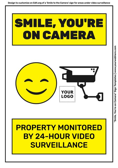 Smile, You Are On Camera Sign Templates