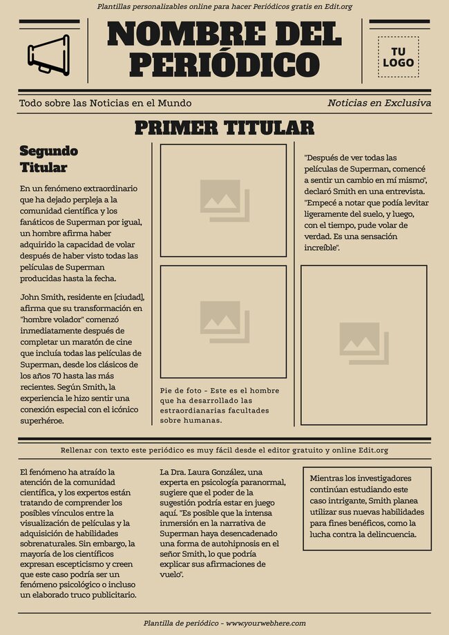 Plantillas para hacer Periódicos gratis y descargar