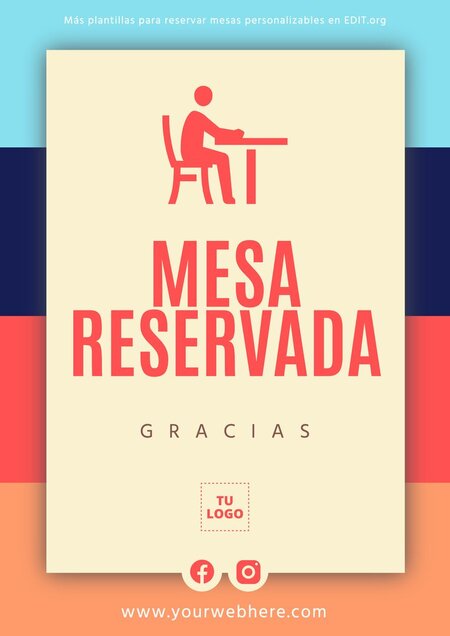 Crea un letrero de Reservado para Mesas online